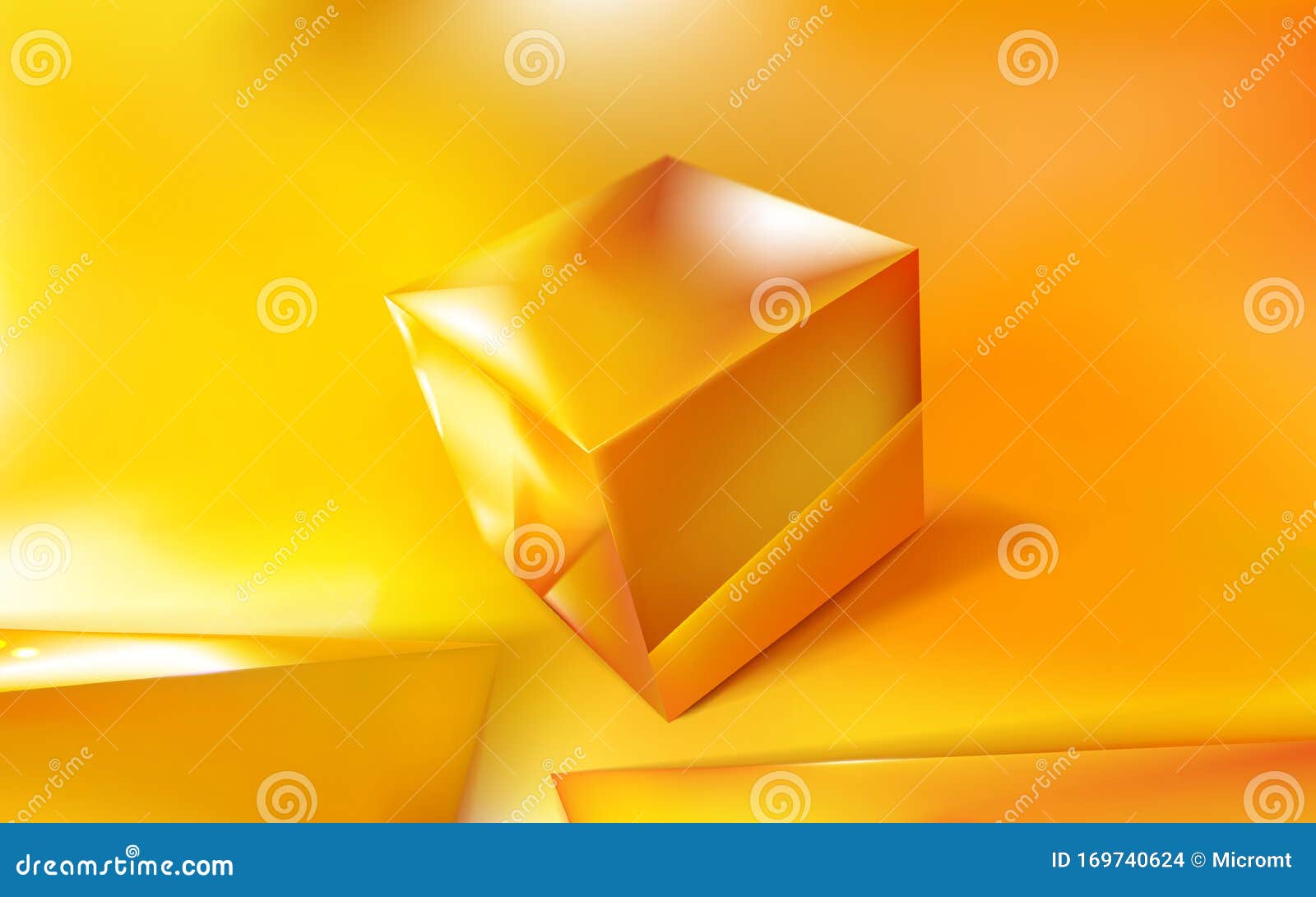 Realistic Background Glossy Golden or Yellow Cube or Box 3d and Two ...