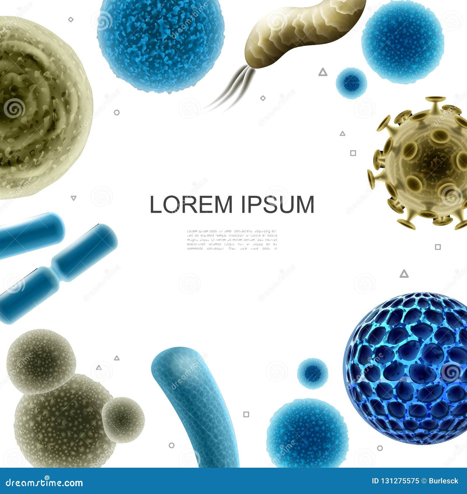 Realistic Bacteria and Viruses Template Stock Vector - Illustration of ...