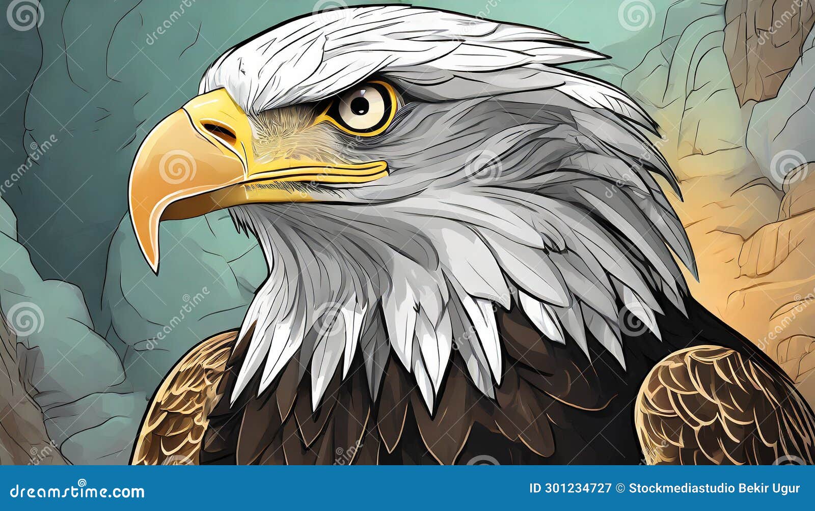 Realistic Bald Eagle Coloring Page for Toddlers Stock Illustration ...