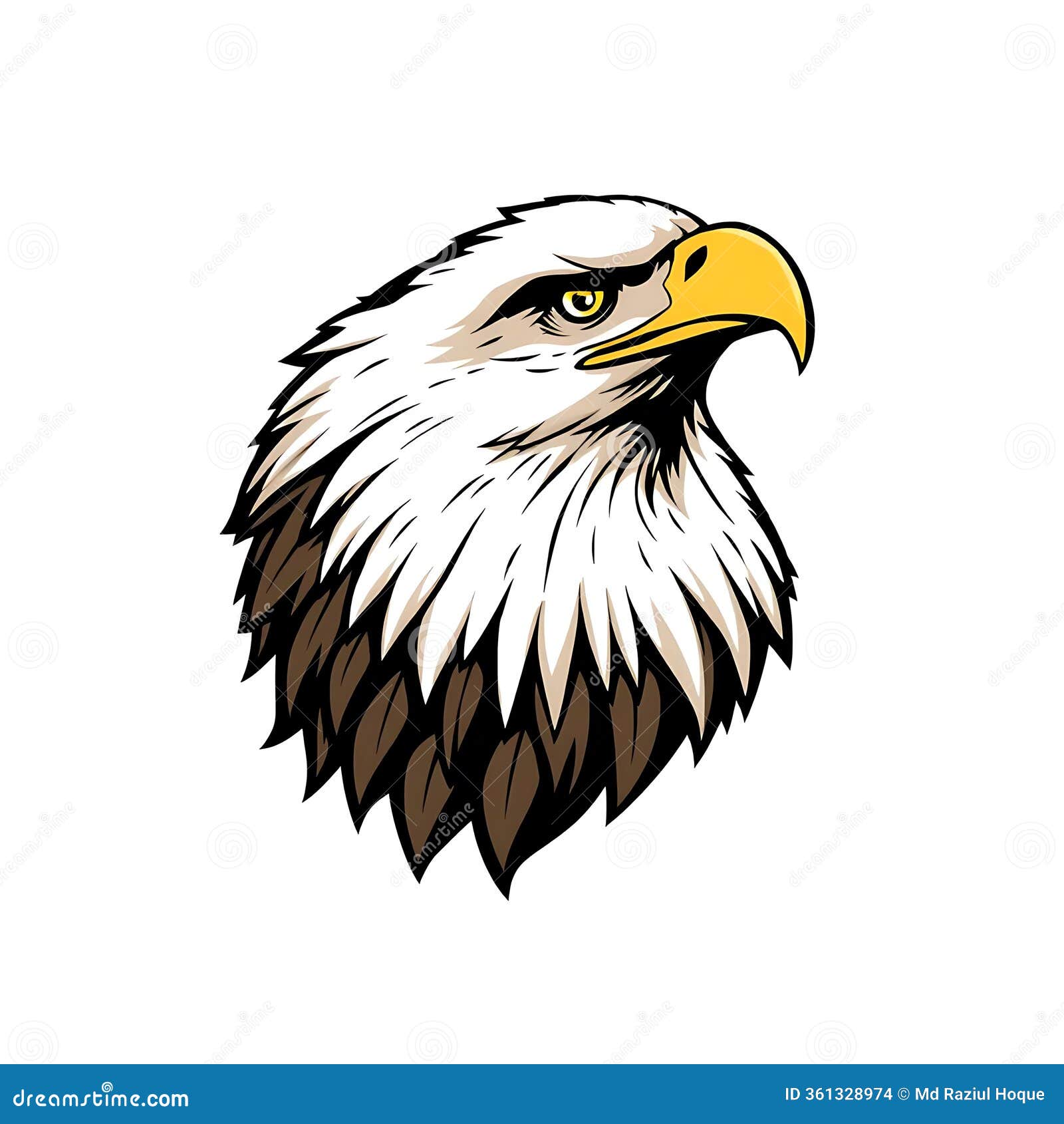 Realistic Bald Eagle Coloring Page For Toddlers Stock Illustration ...