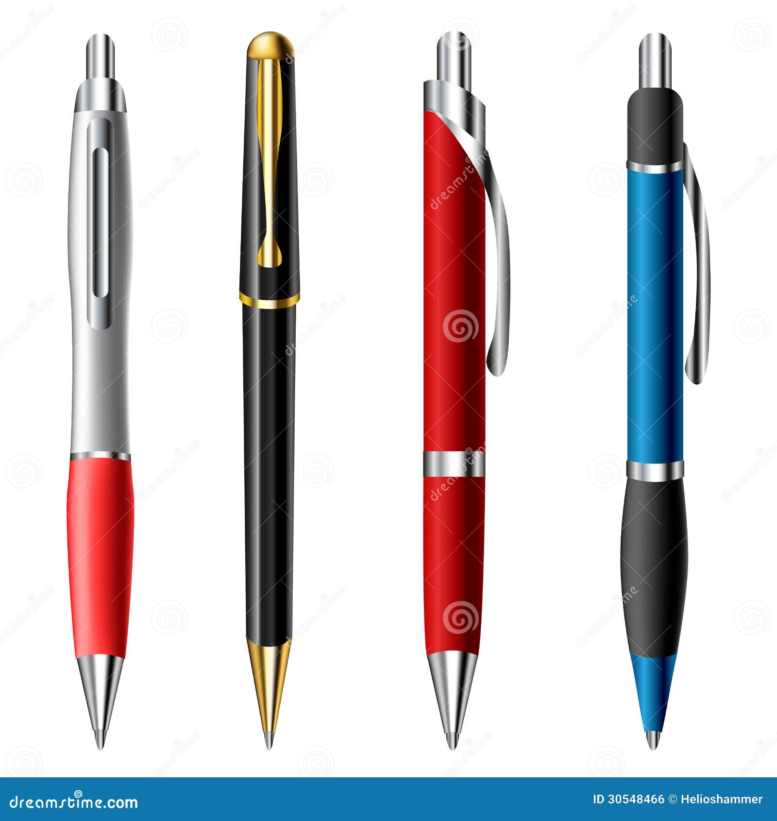 Realistic Ballpoint Pen Set Stock Vector - Illustration of black ...