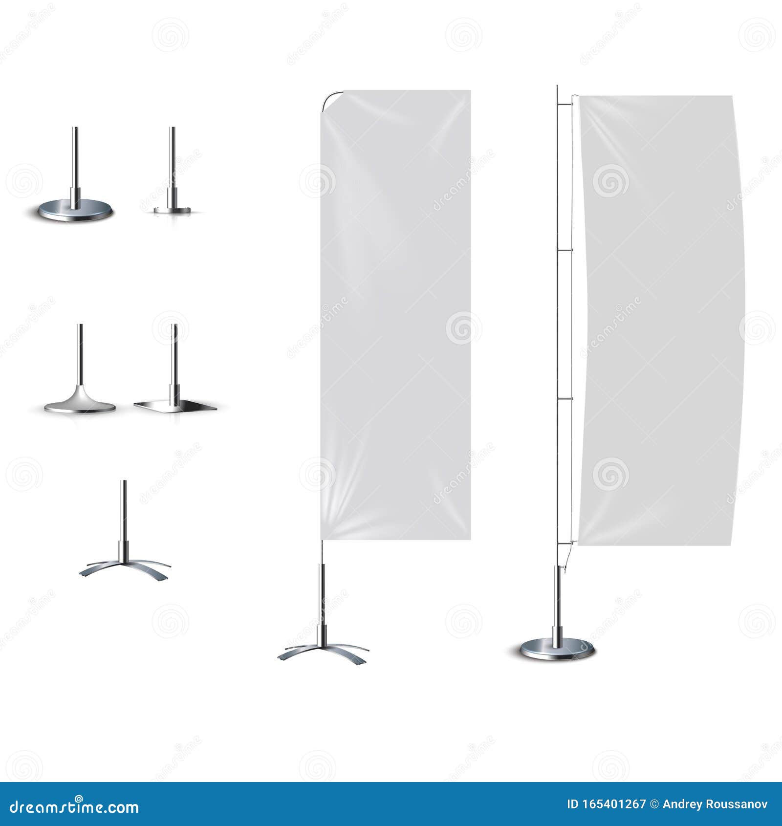 Realistic Banner Flag 3d Mockup on White Backdrop. Stock Vector ...