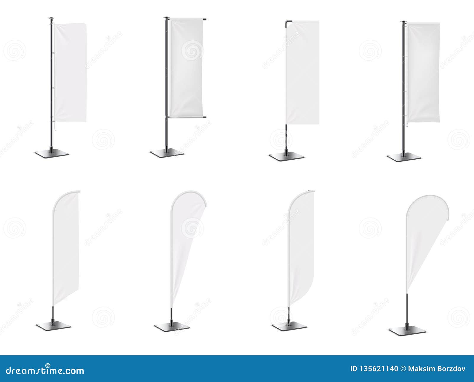 Beach Flag. Template Banner Mockup White Flags Promotion Event Display ...