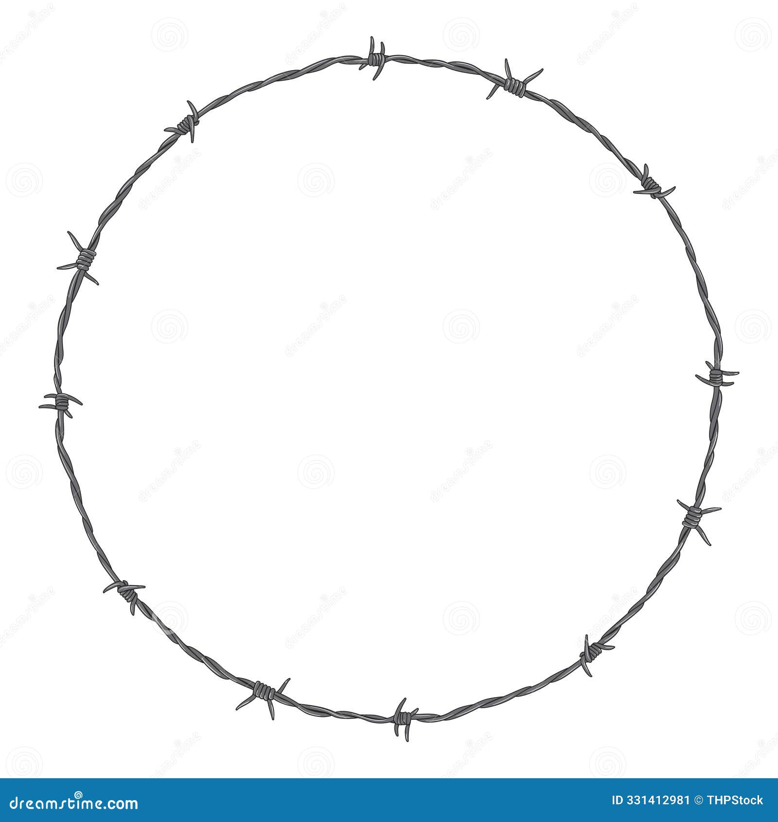 Realistic Barbed Wire Circle Frame Vector Stock Illustration ...