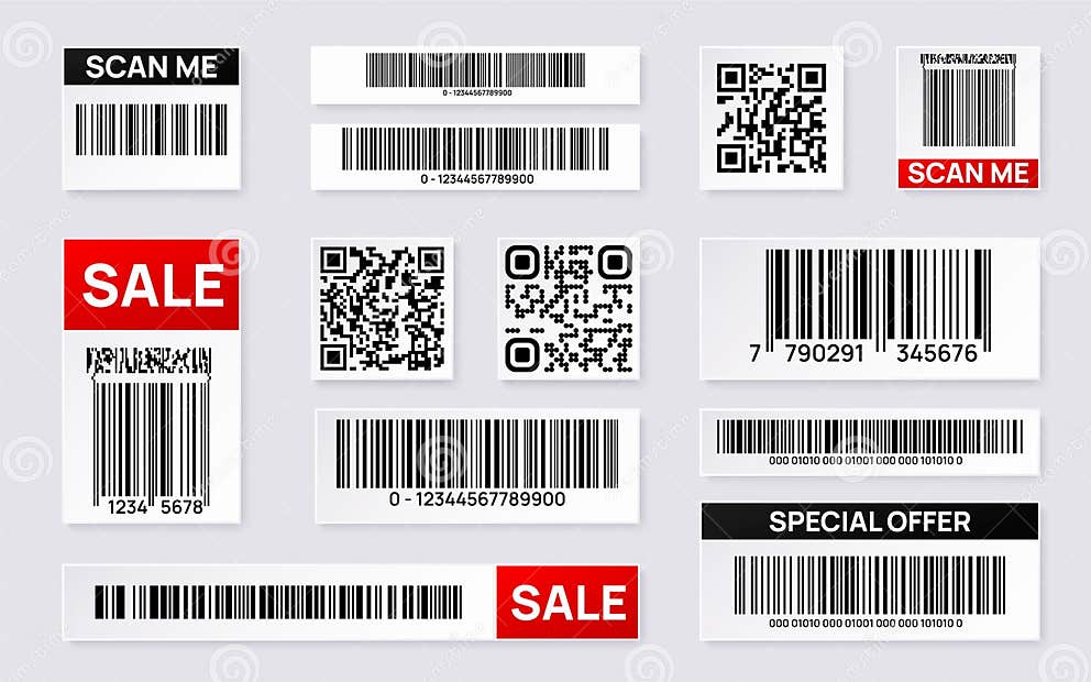 Realistic Barcode Template Set Stock Illustration - Illustration of ...