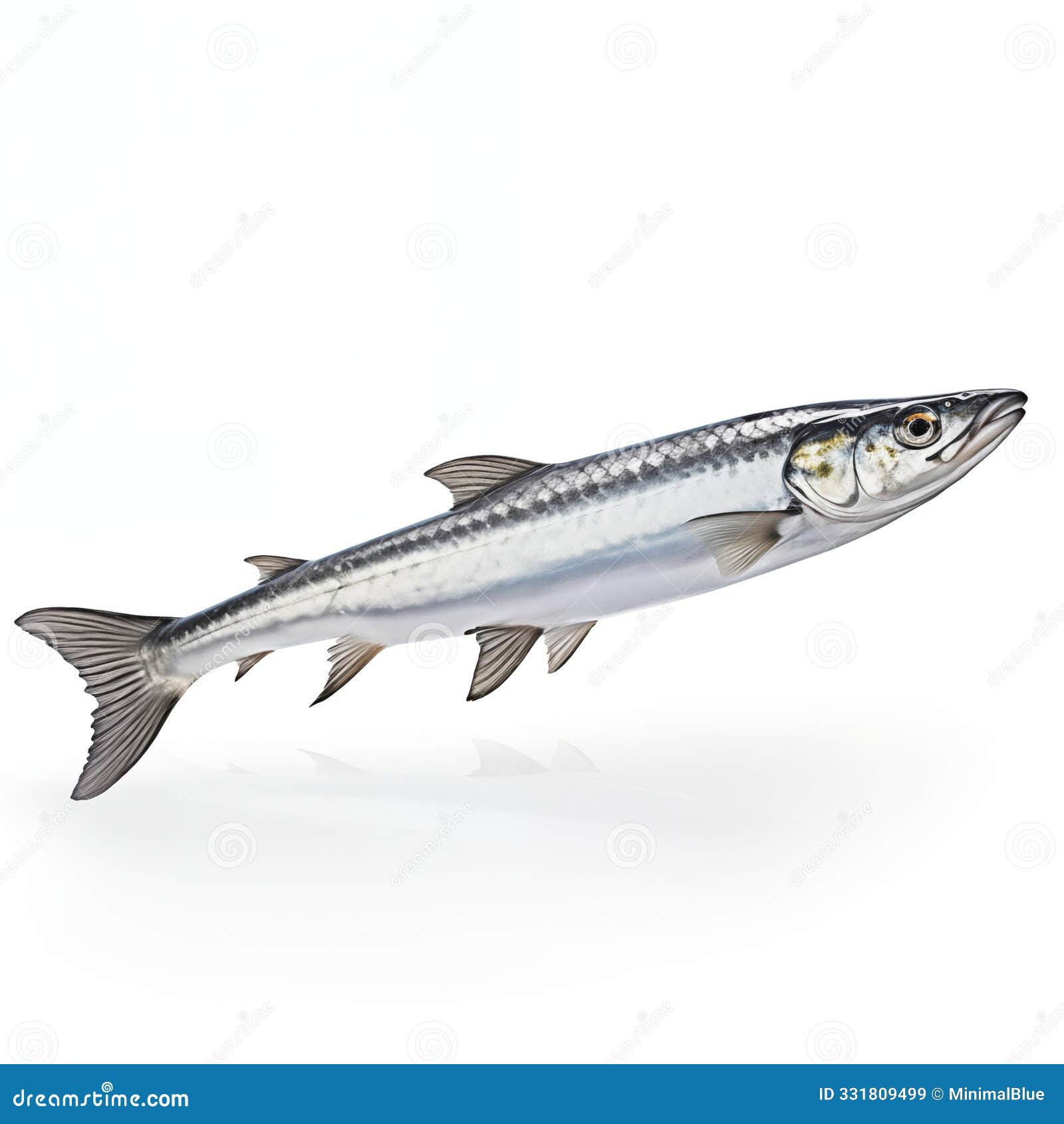 Realistic Barracuda Fish Isolated on White Background Stock ...