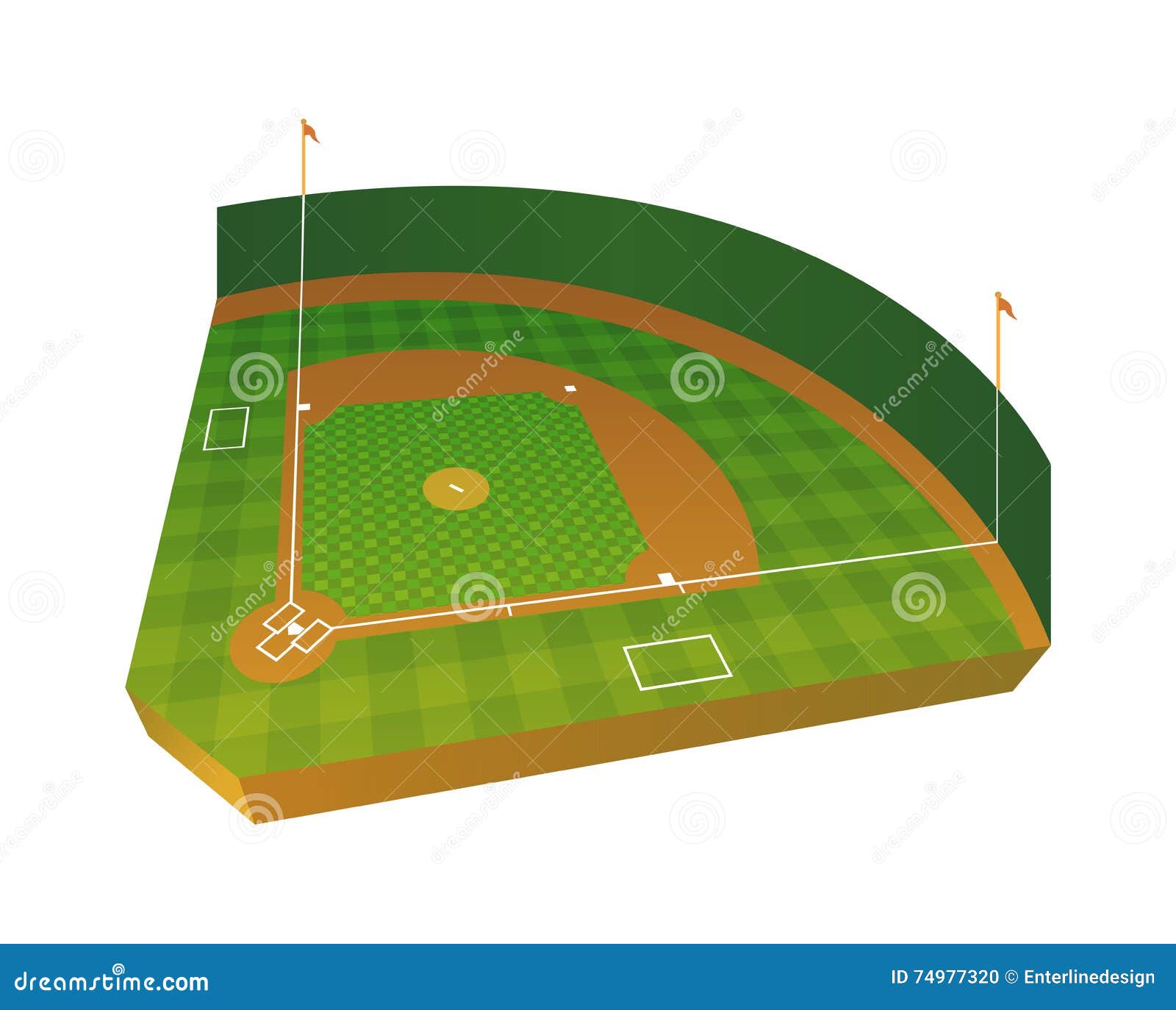 Realistic Baseball Field Illustration Stock Vector - Illustration of ...
