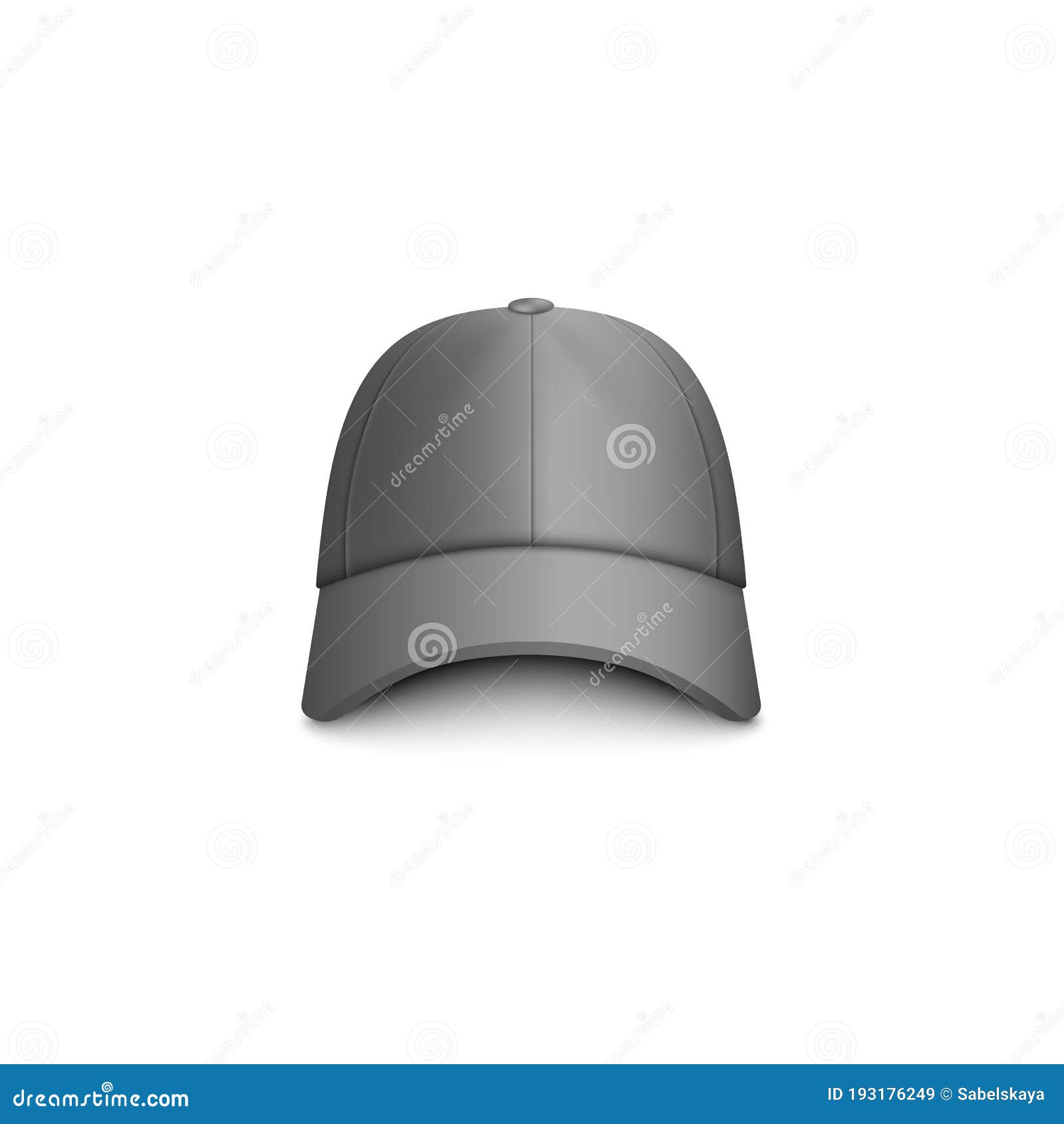Realistic Baseball Gray Cap Mock Up and Template, Front View. Stock ...