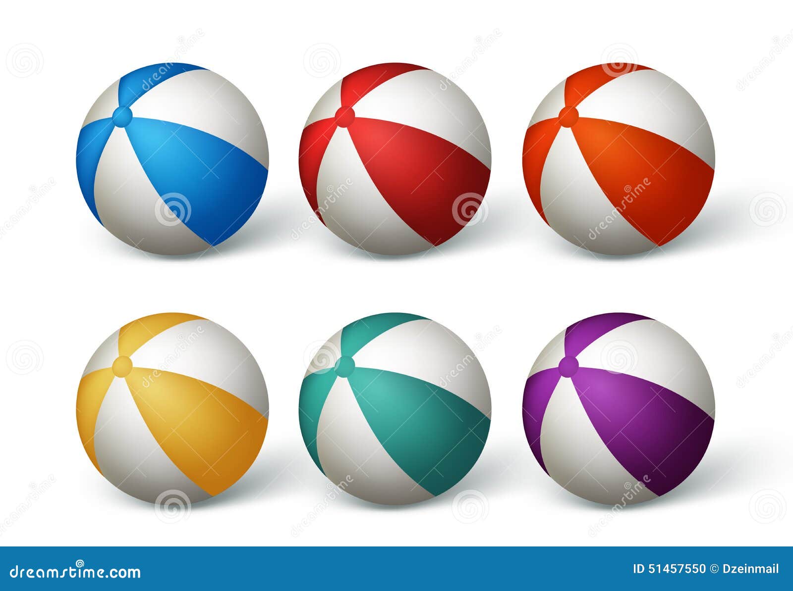 Realistic Beach Balls Set in White Background Stock Vector ...