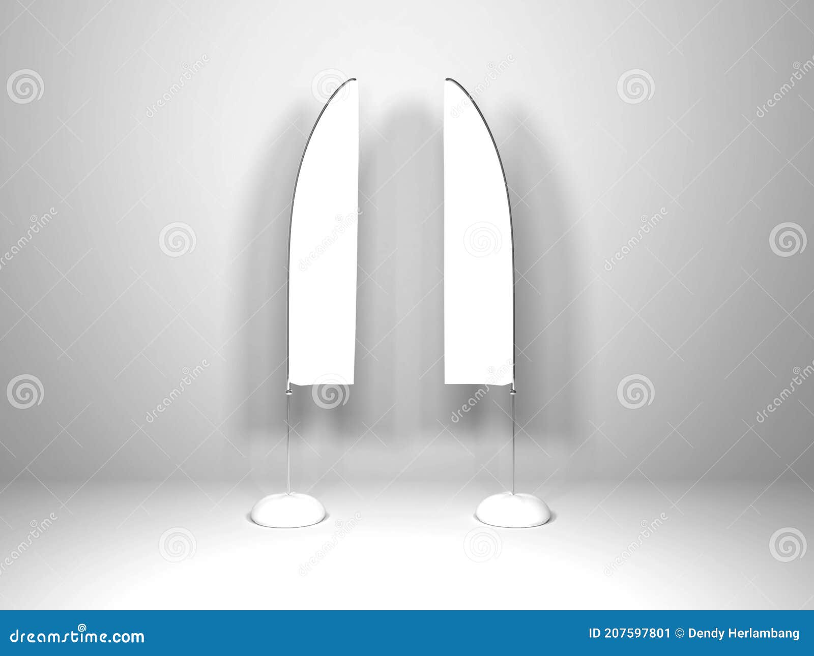 Realistic Beach Banner Flag Mockup Template Stock Illustration ...