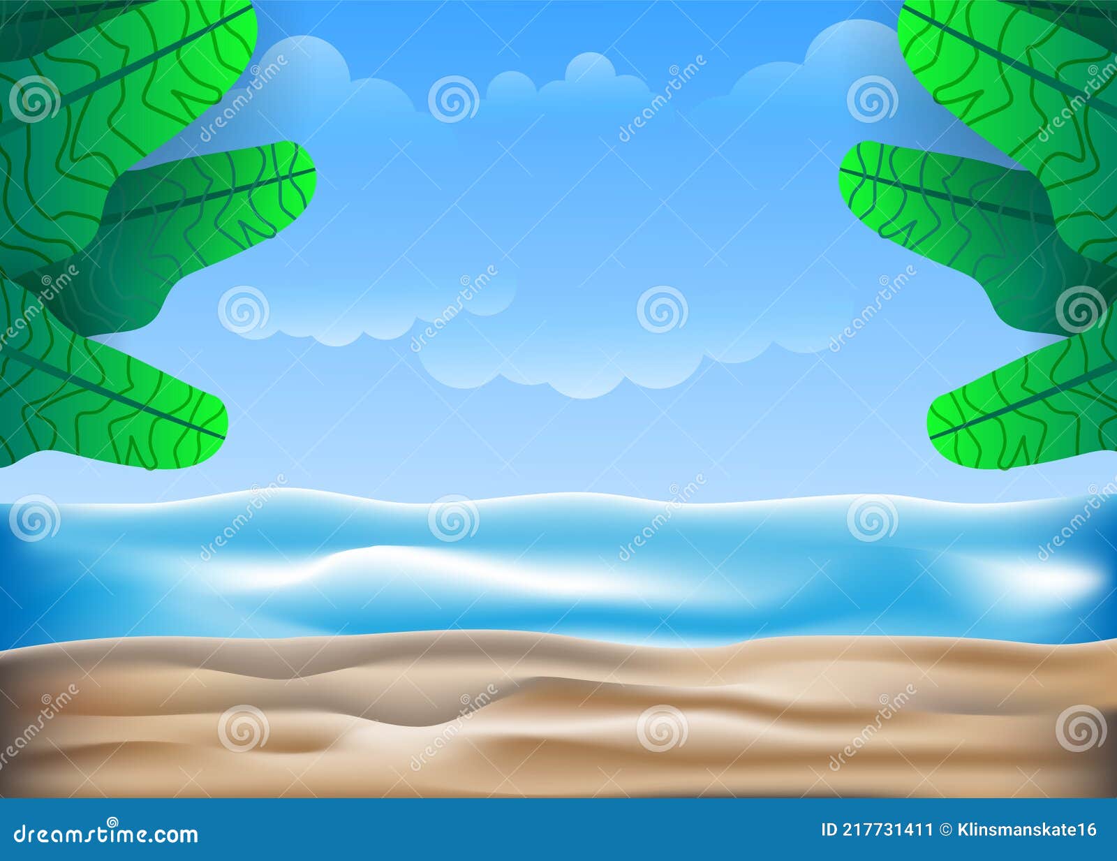 Realistic Beach Illustration Background Design Stock Illustration ...