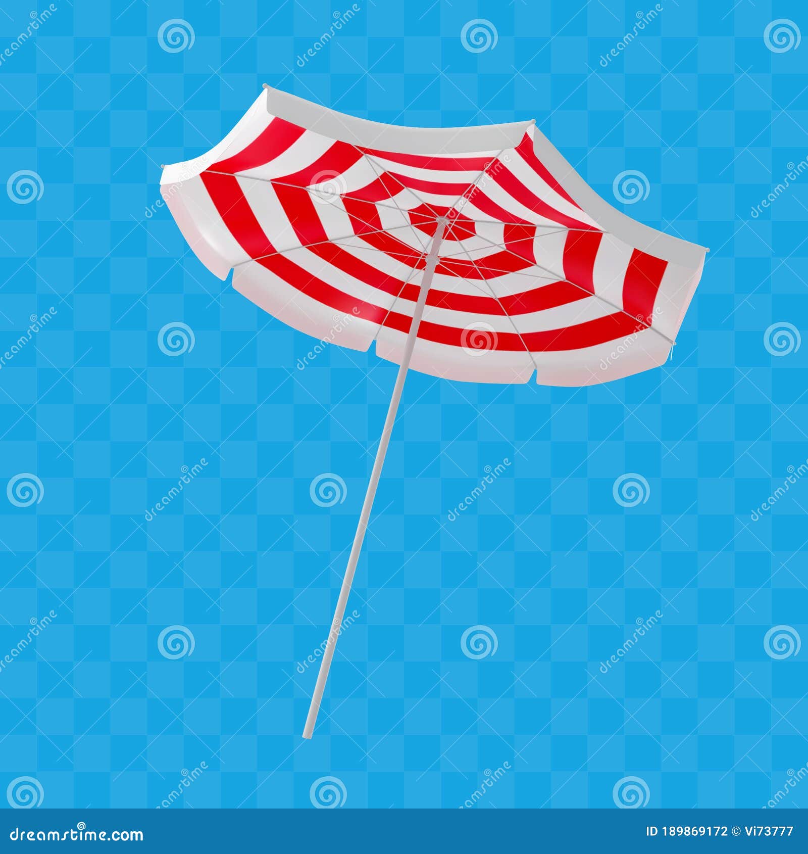 Realistic Beach Umbrella with Red and White Stripes. Vector ...
