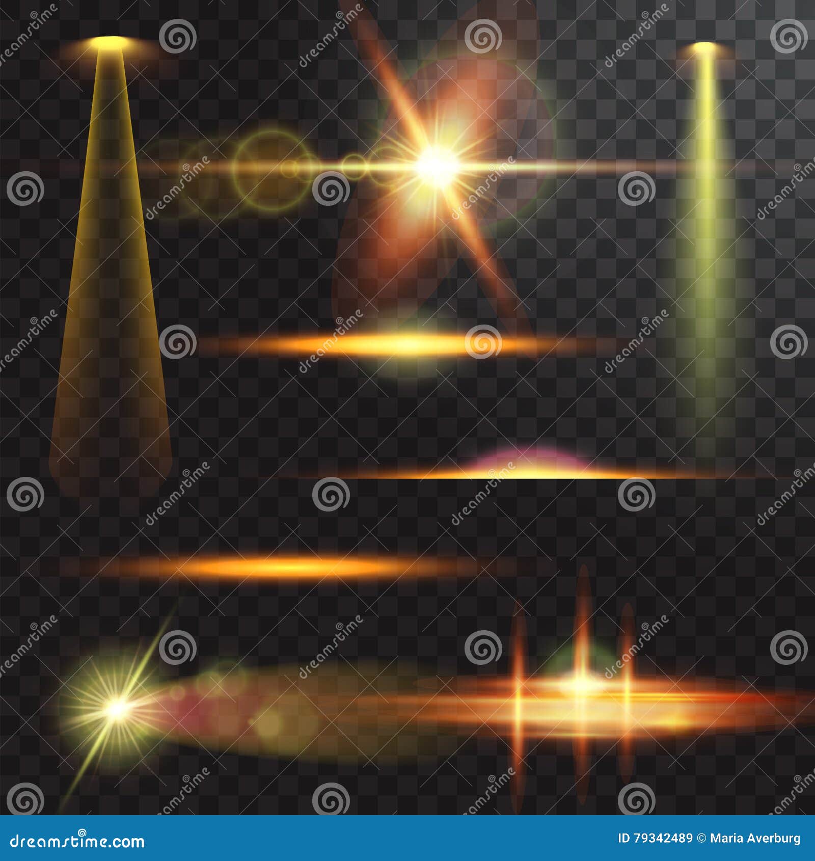 Realistic Beam Lights on Transparent Background. Stock Vector ...