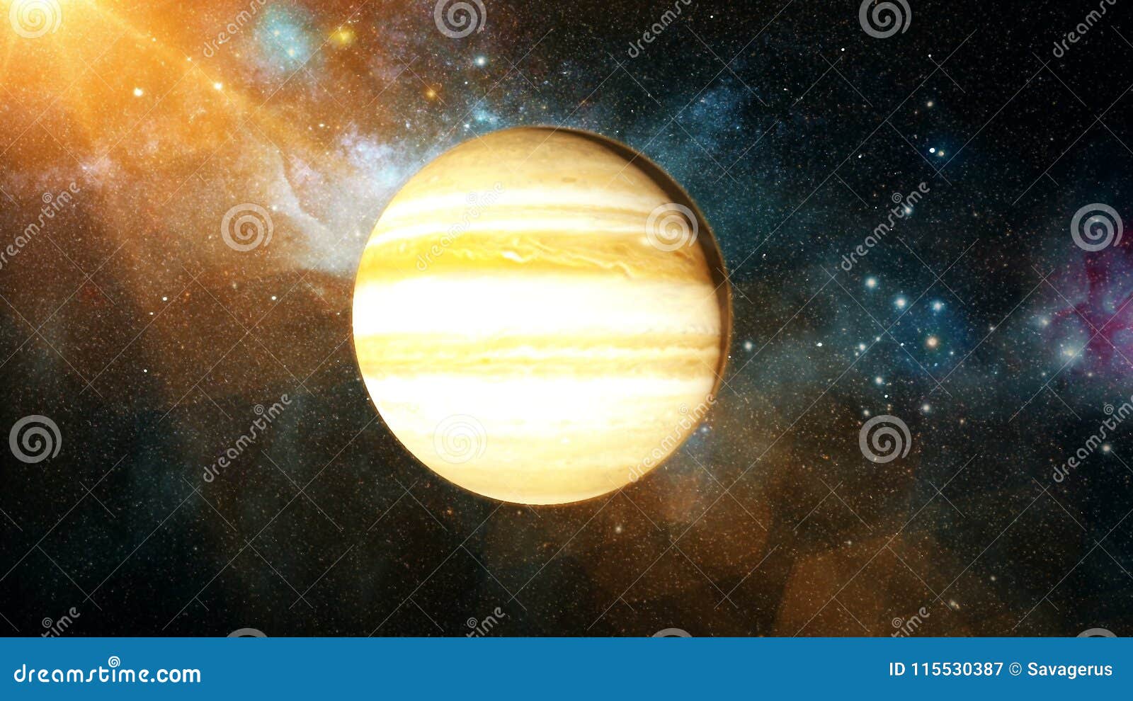 Realistic Beautiful Planet Jupiter from Deep Space Stock Illustration ...