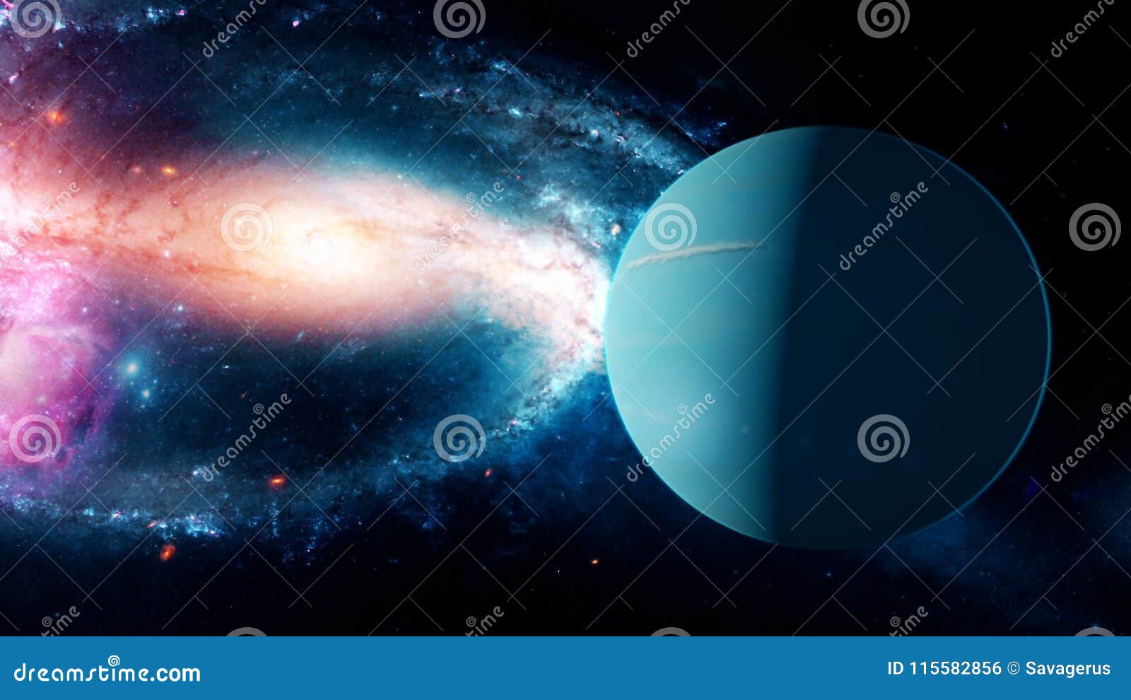 Realistic Beautiful Planet Uranus from Deep Space 3D Rendering Stock ...