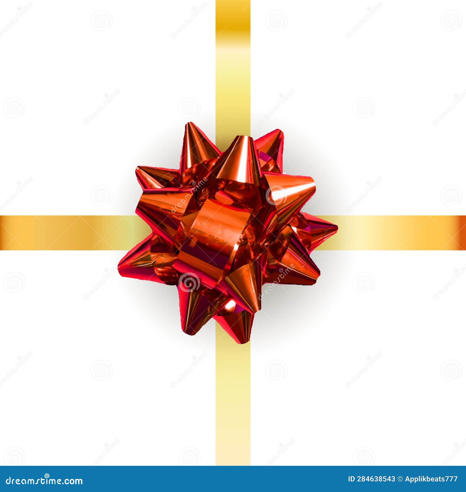 Realistic Beautiful Red Bow Isolated on White with Golden Stripes Stock ...