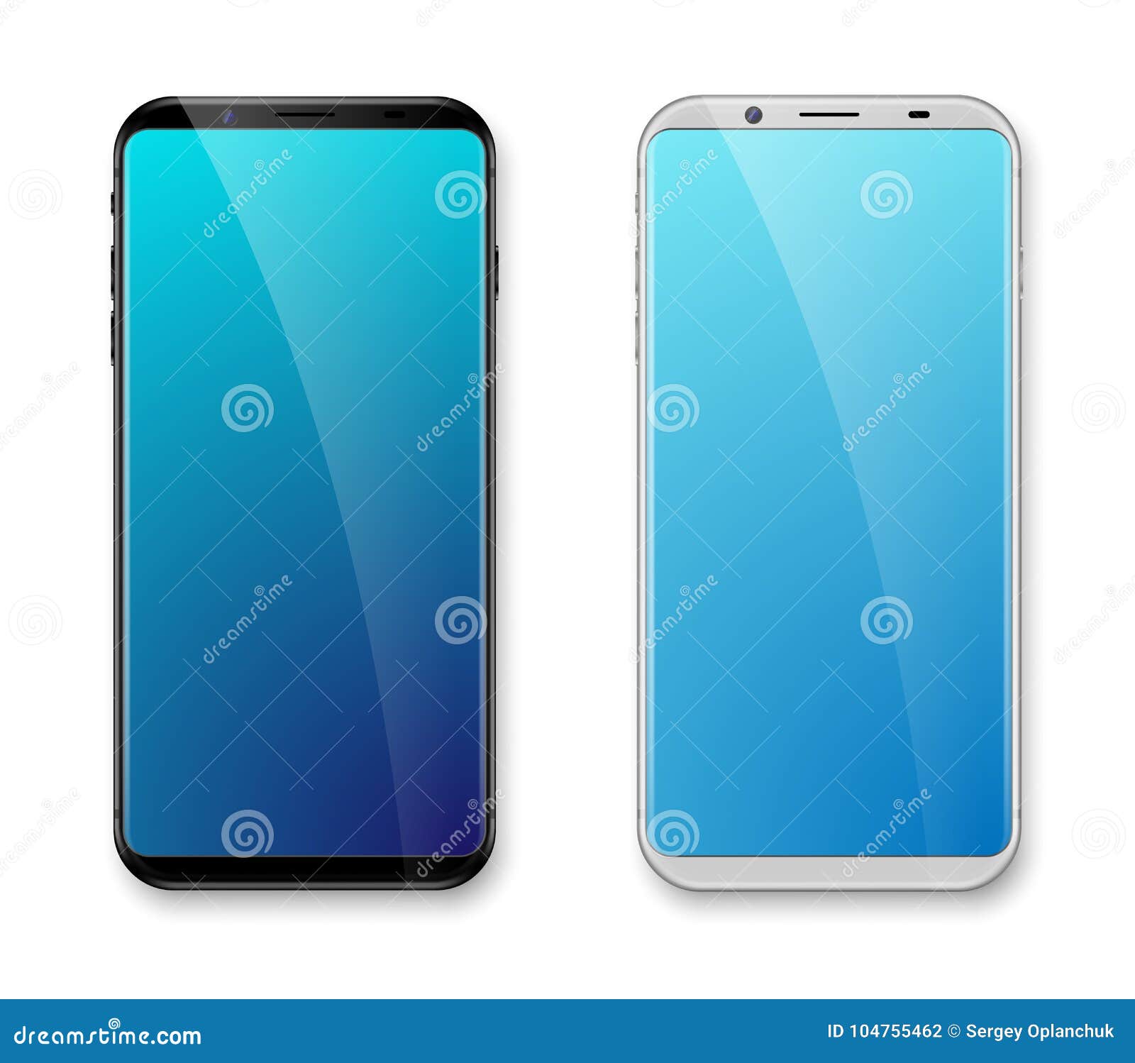 Realistic Bezel-less Smartphone Mockup White and Black. Easy Place ...