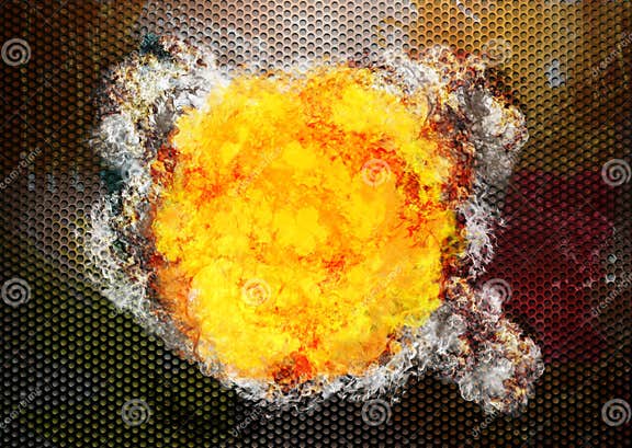 Realistic Big Explosion on a Gride Stock Illustration - Illustration of ...
