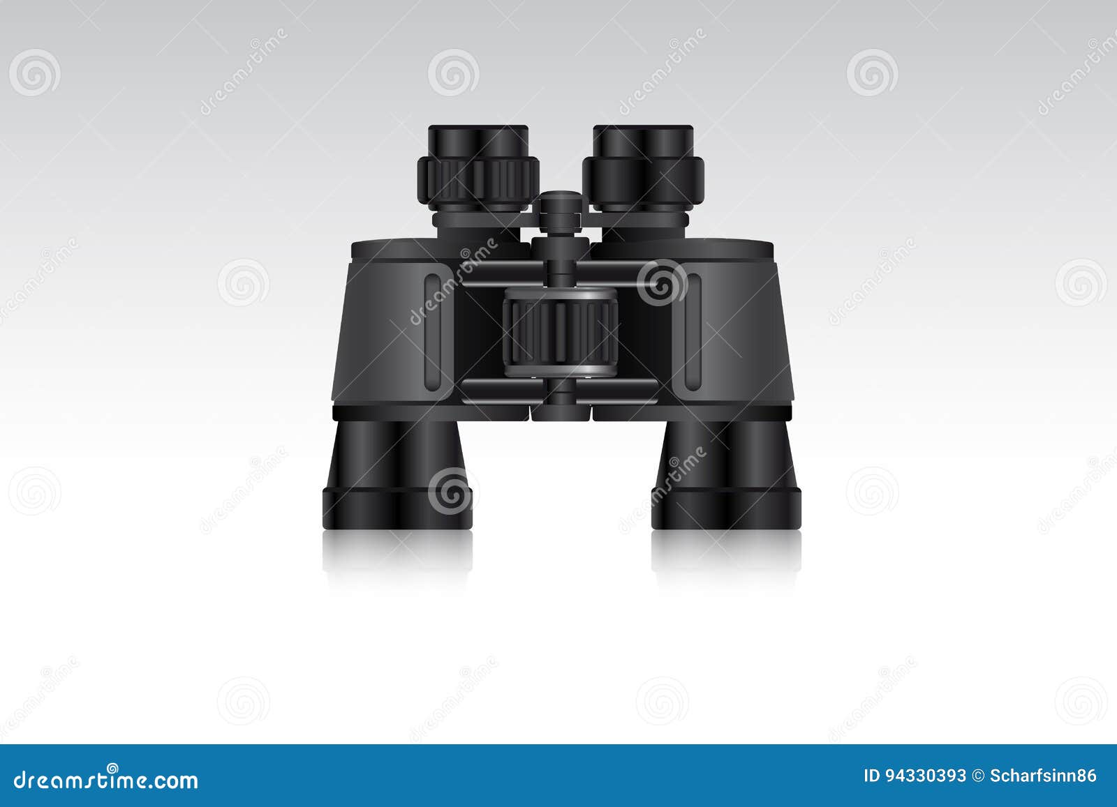 Realistic Binoculars, Front View, Isolated On White Cartoon Vector ...