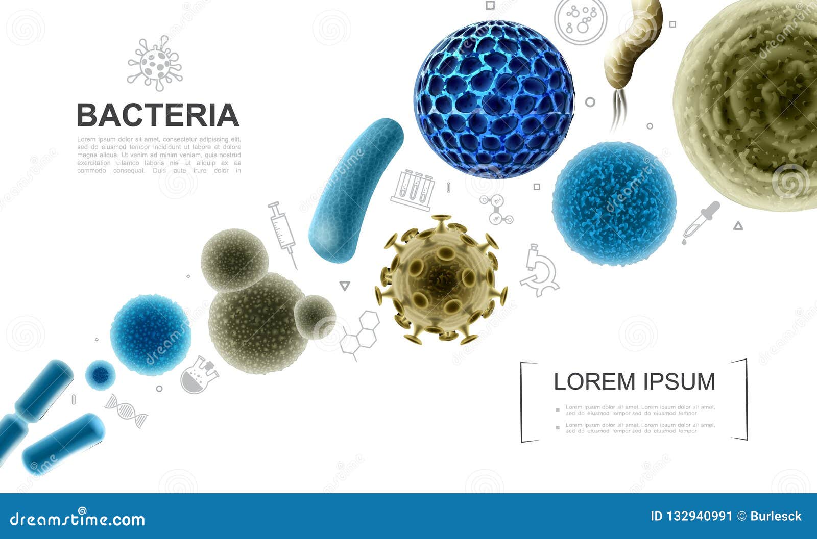 Realistic Biological Microorganisms Collection Stock Vector ...