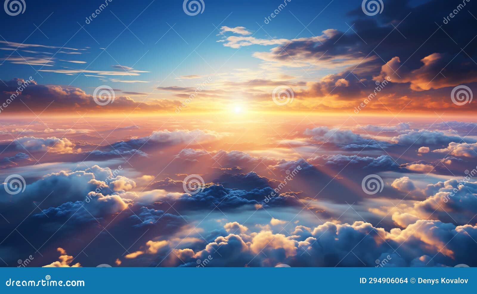 A Realistic Bird S Eye View of the Sky with Clouds. Beautiful Sun Rays Stock Photo - Image of ...