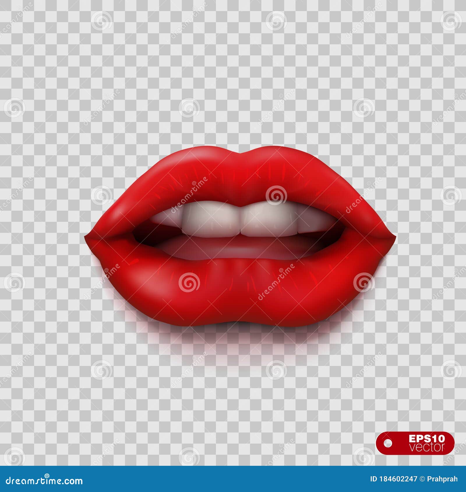 3D Realistic Bite Lips with Shadow Stock Vector - Illustration of ...