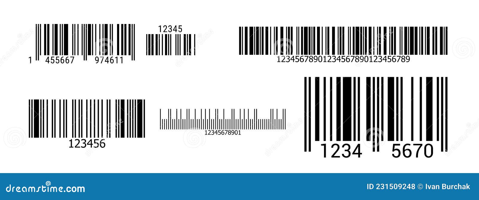 Barcode Set. Flat Style Vector Illustration Isolated on White Stock ...