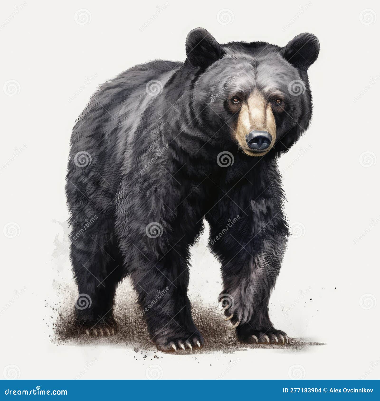 Realistic Black Bear on White Background for Posters and Web Design ...
