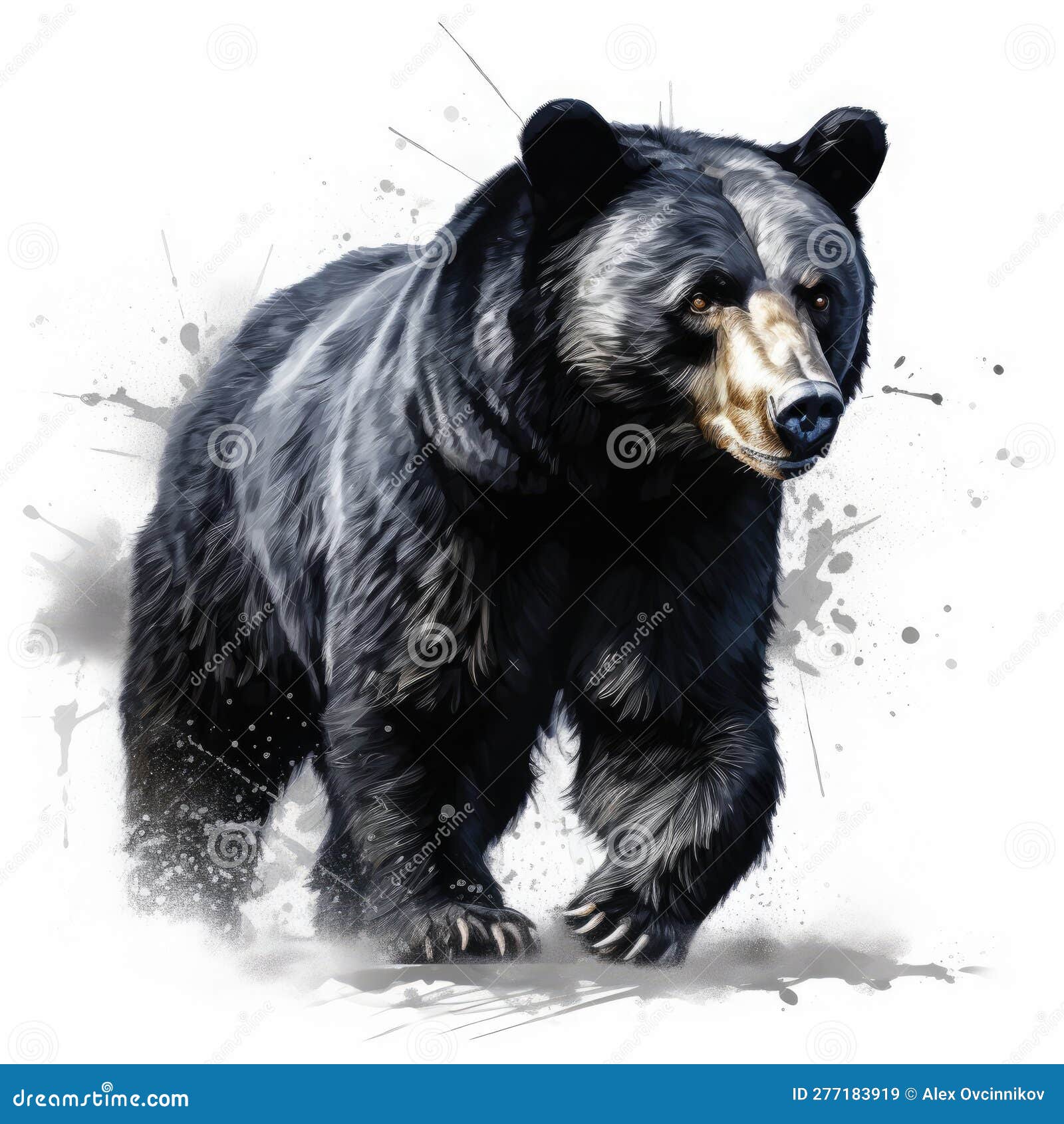 Realistic Black Bear on White Background for Posters and Web Design ...
