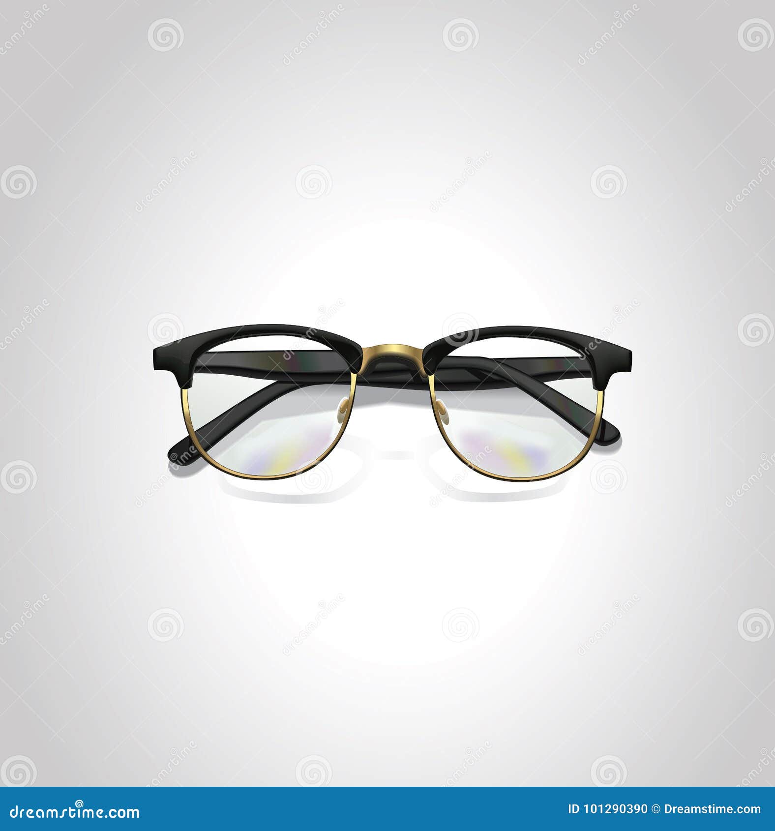 Realistic Black Classic Glasses. Top View. Eps10 Vector Illustration ...