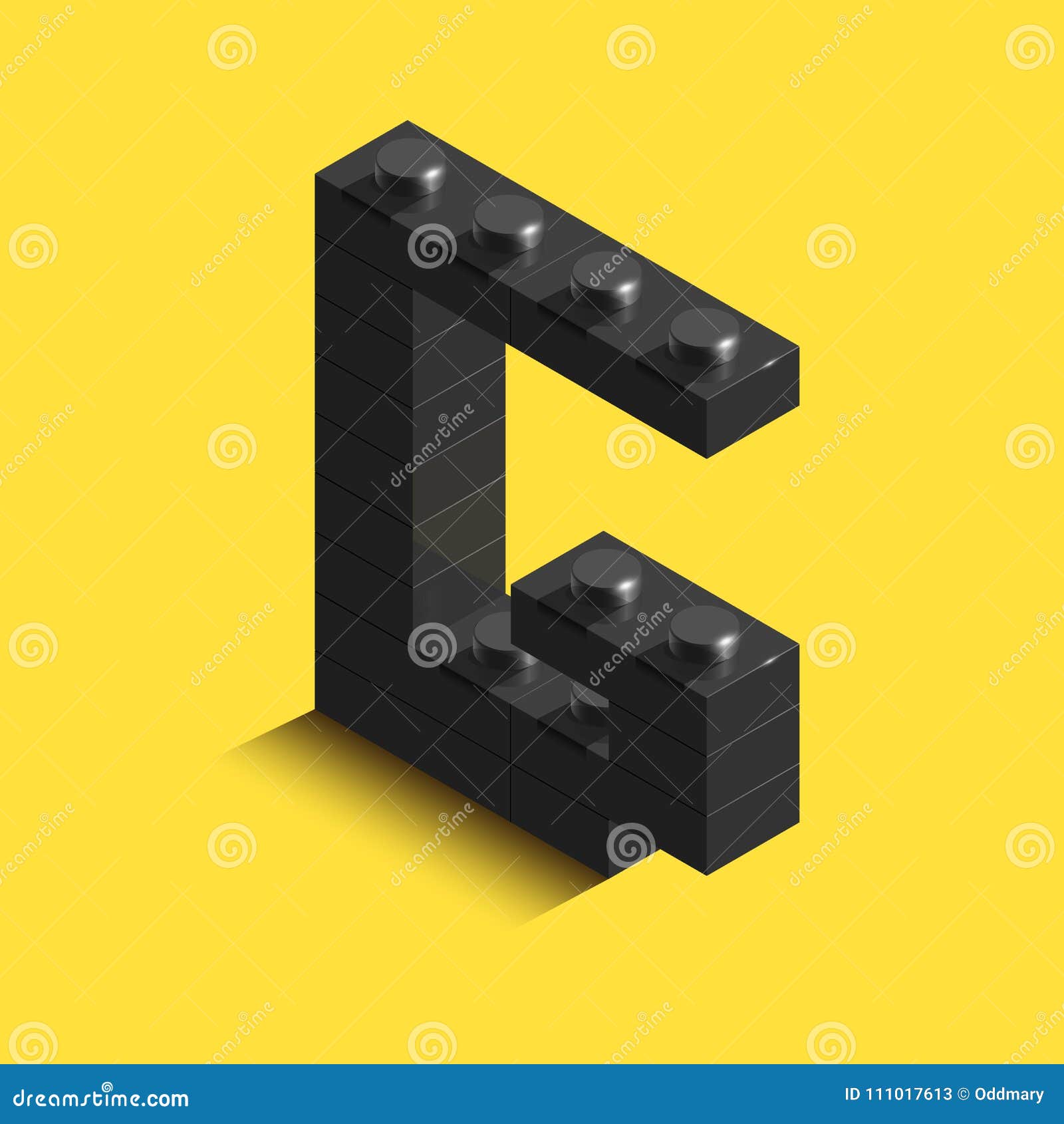 Realistic Black 3d Isometric Letter of the Alphabet from Constructor Bricks. Black 3d Isometric ...
