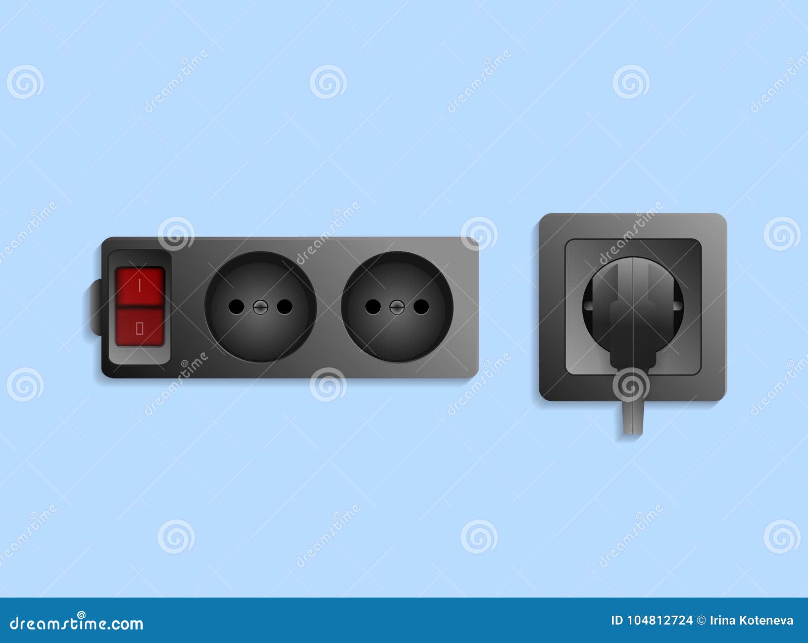 Realistic Black Electric Outlet with Plug Stock Vector - Illustration ...