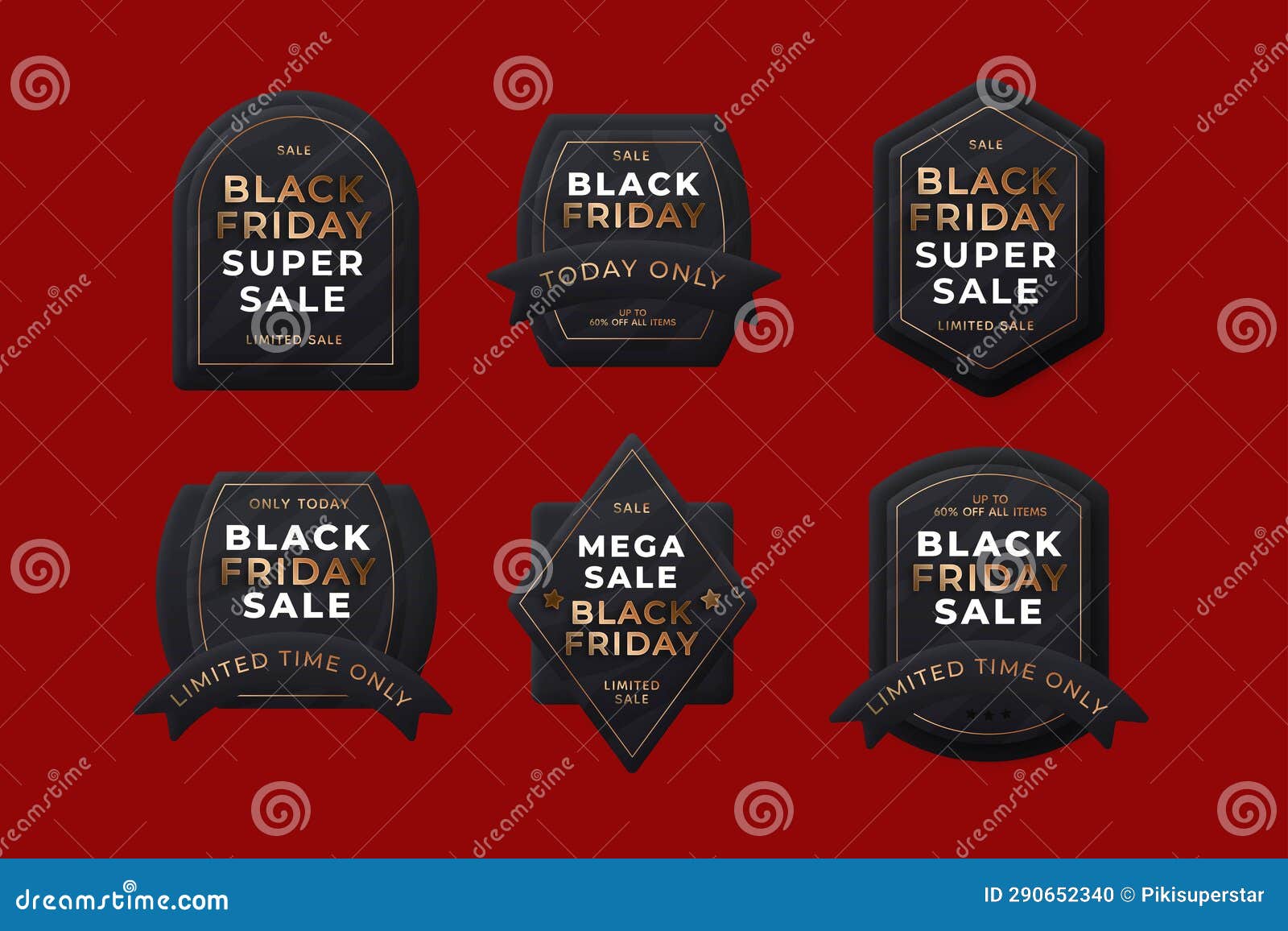 Realistic Black Friday Labels Collection Vector Design Illustration ...