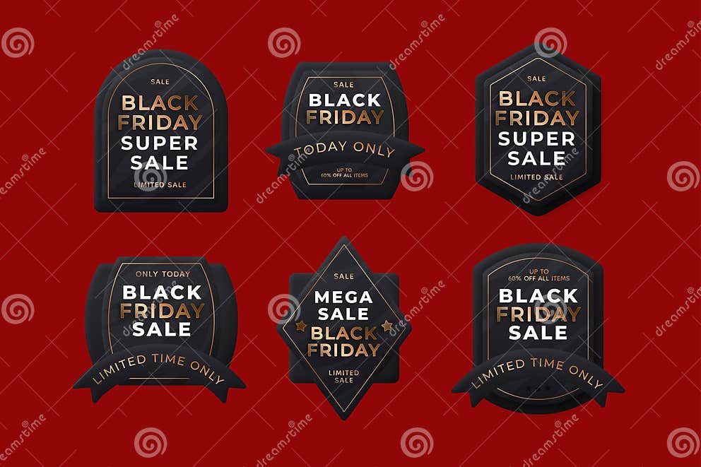 Realistic Black Friday Labels Collection Vector Design Illustration ...