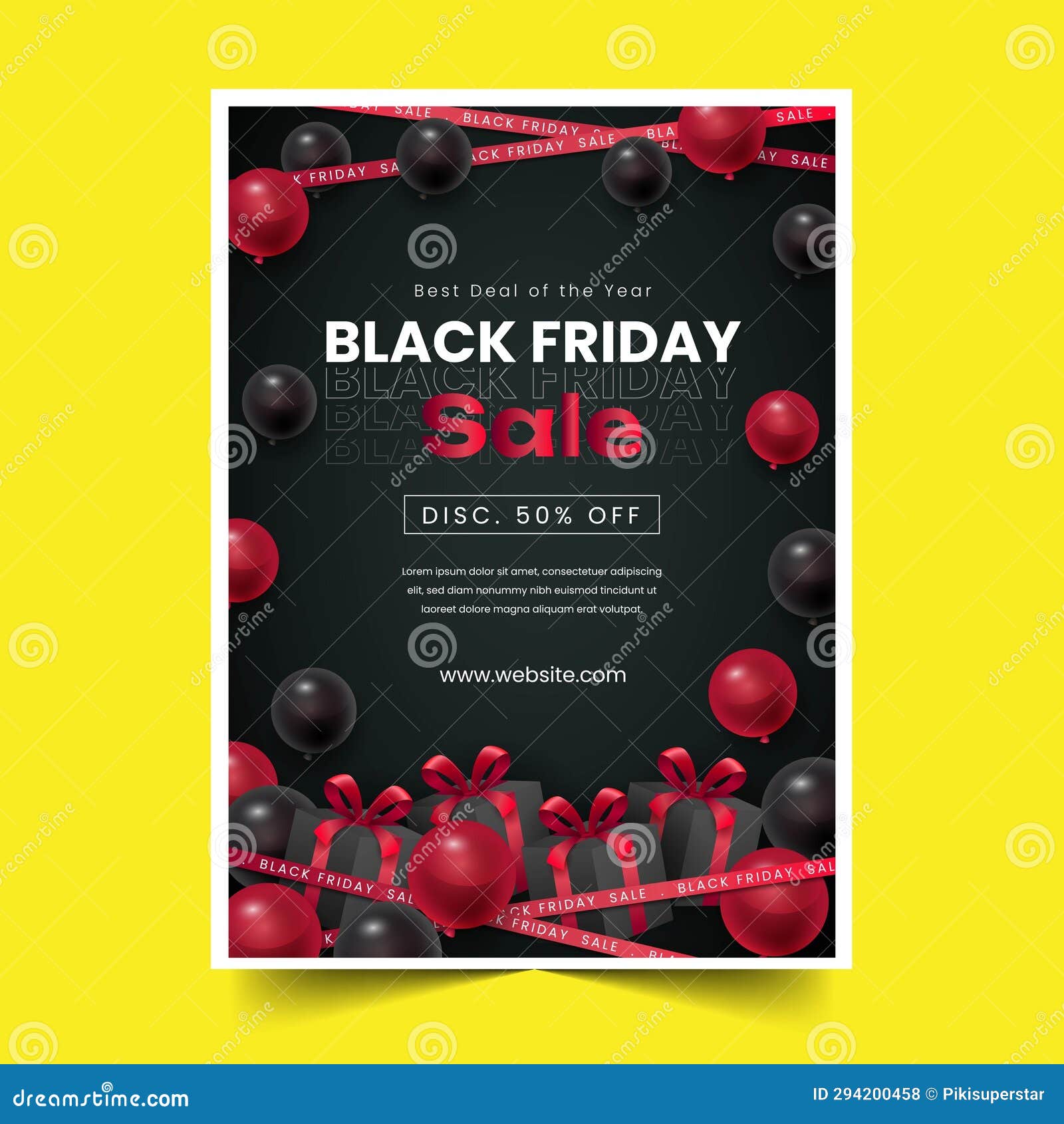 Realistic Black Friday Poster Set Design Vector Stock Vector ...
