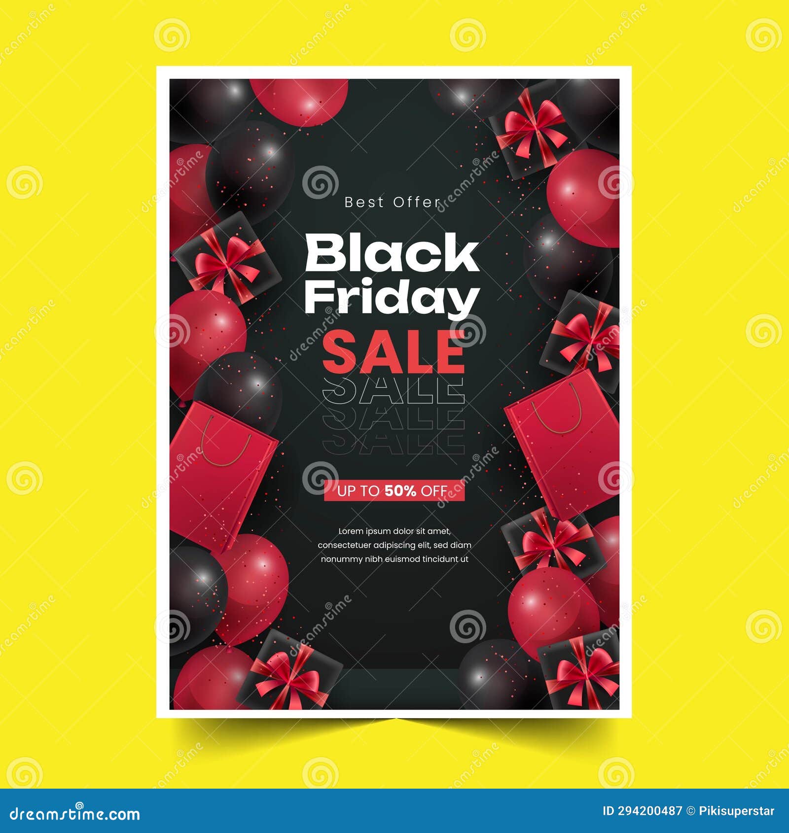 Realistic Black Friday Poster Set Design Vector Stock Vector ...