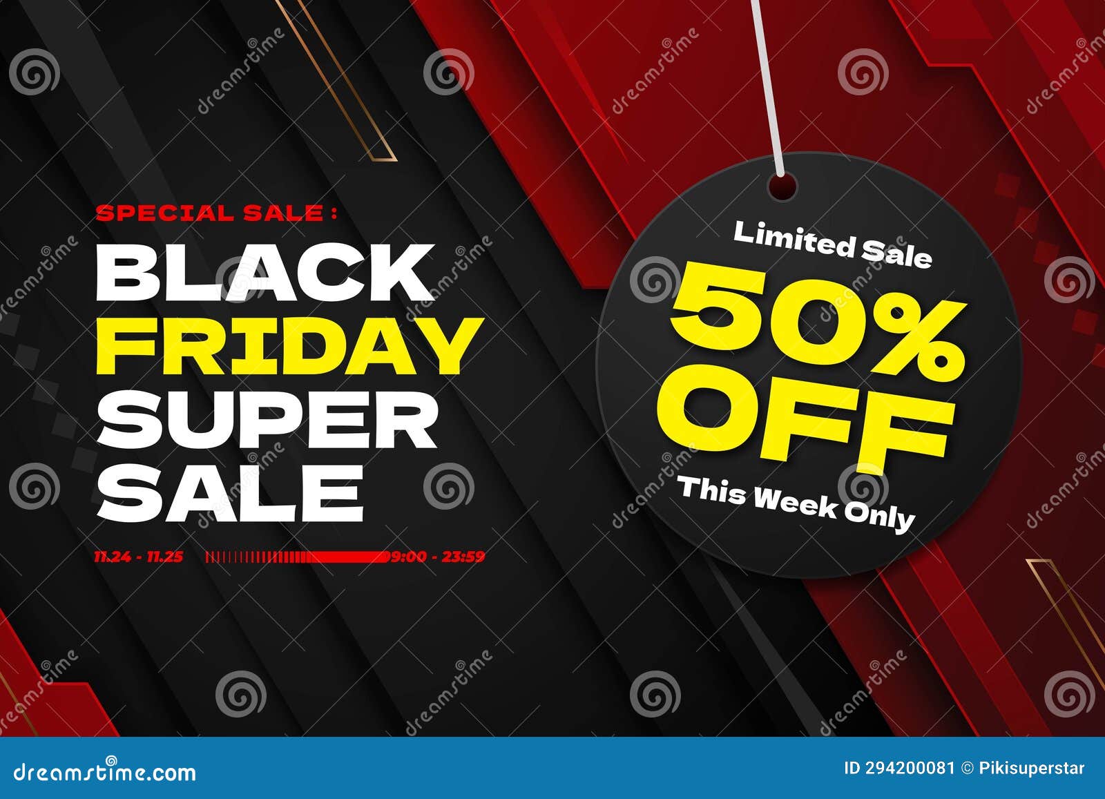 Realistic Black Friday Tag Banner Design Vector Stock Vector ...