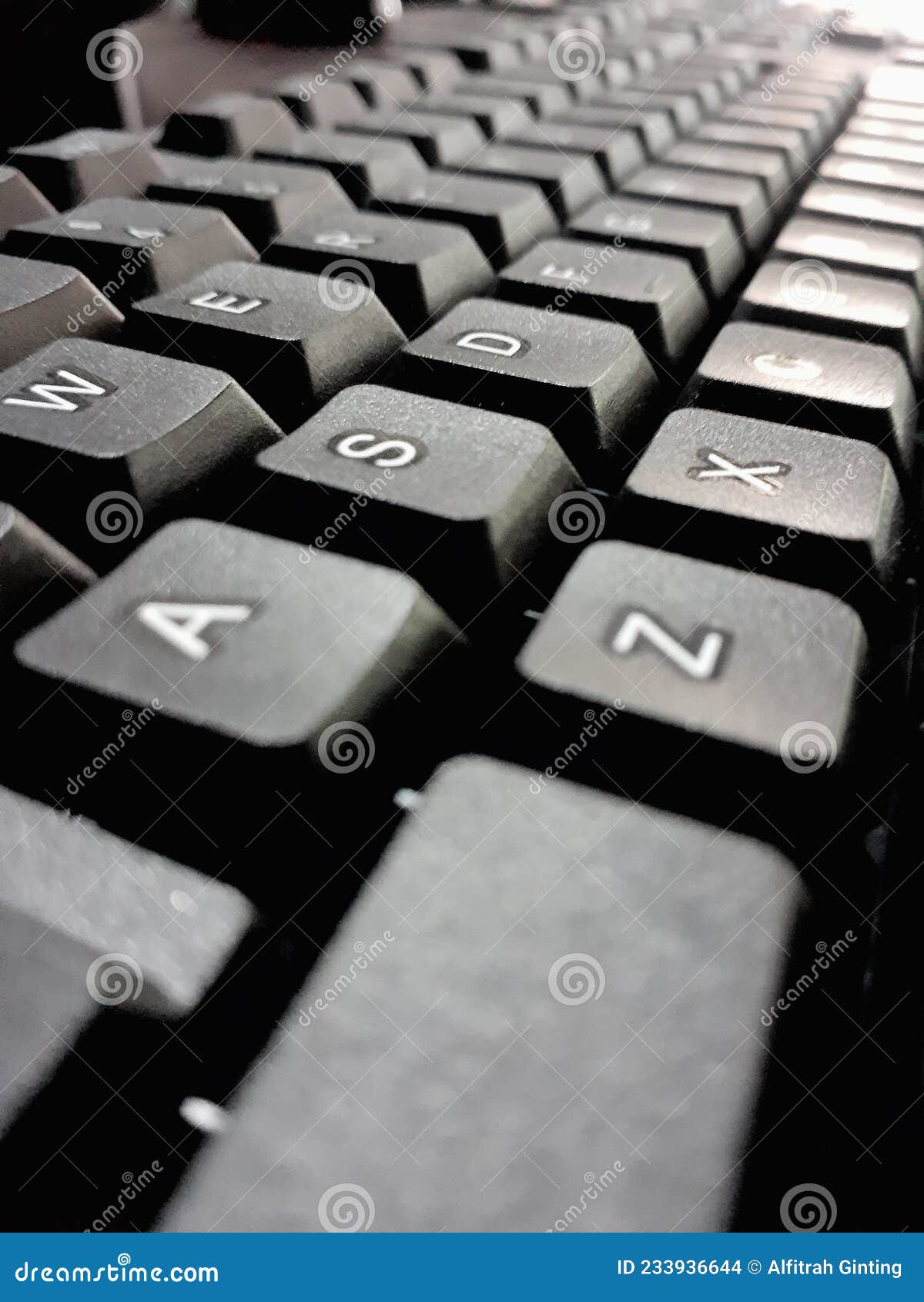 Realistic Black Keyboard with Blue Accent Color Enter Key and Led Lock ...