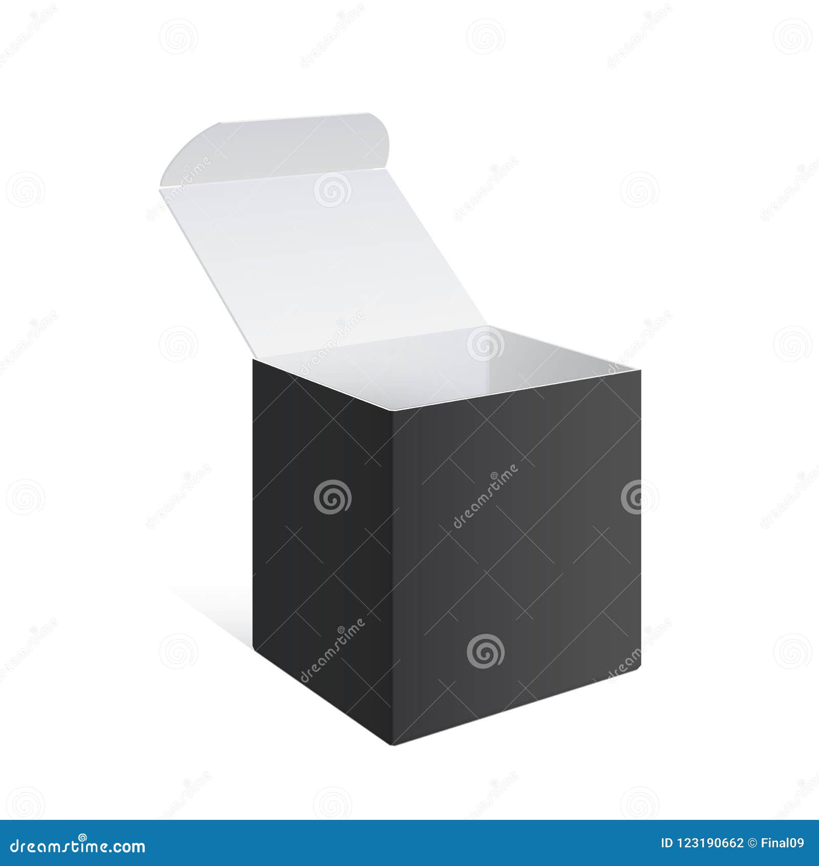 Realistic Black Open Package Box. Stock Vector - Illustration of carton ...