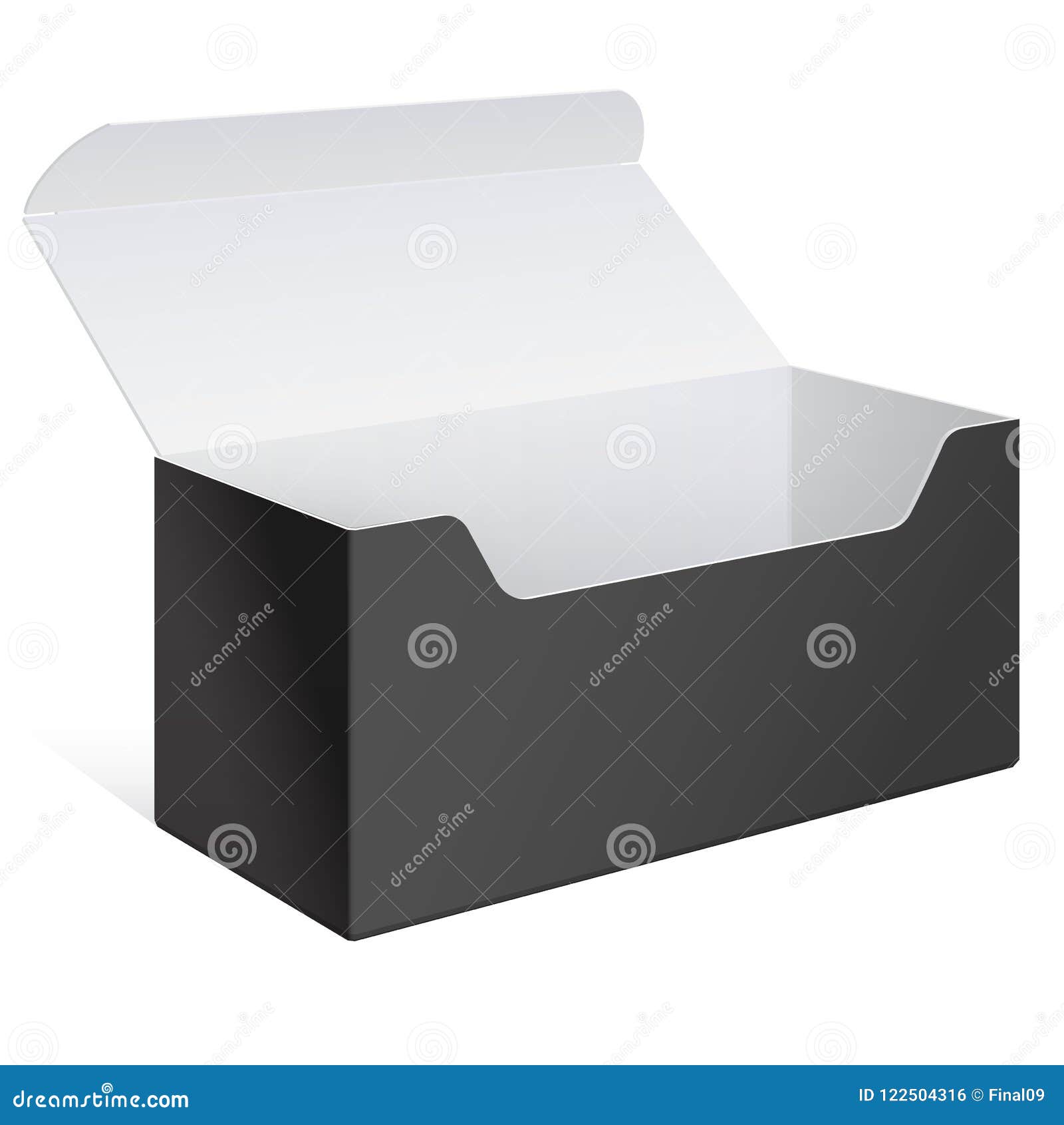 Realistic Black Open Package Box. Stock Vector - Illustration of ...