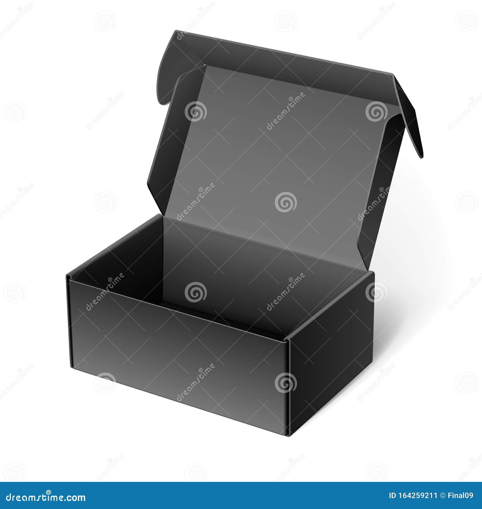 Realistic Black Open Package Box. Stock Vector - Illustration of ...