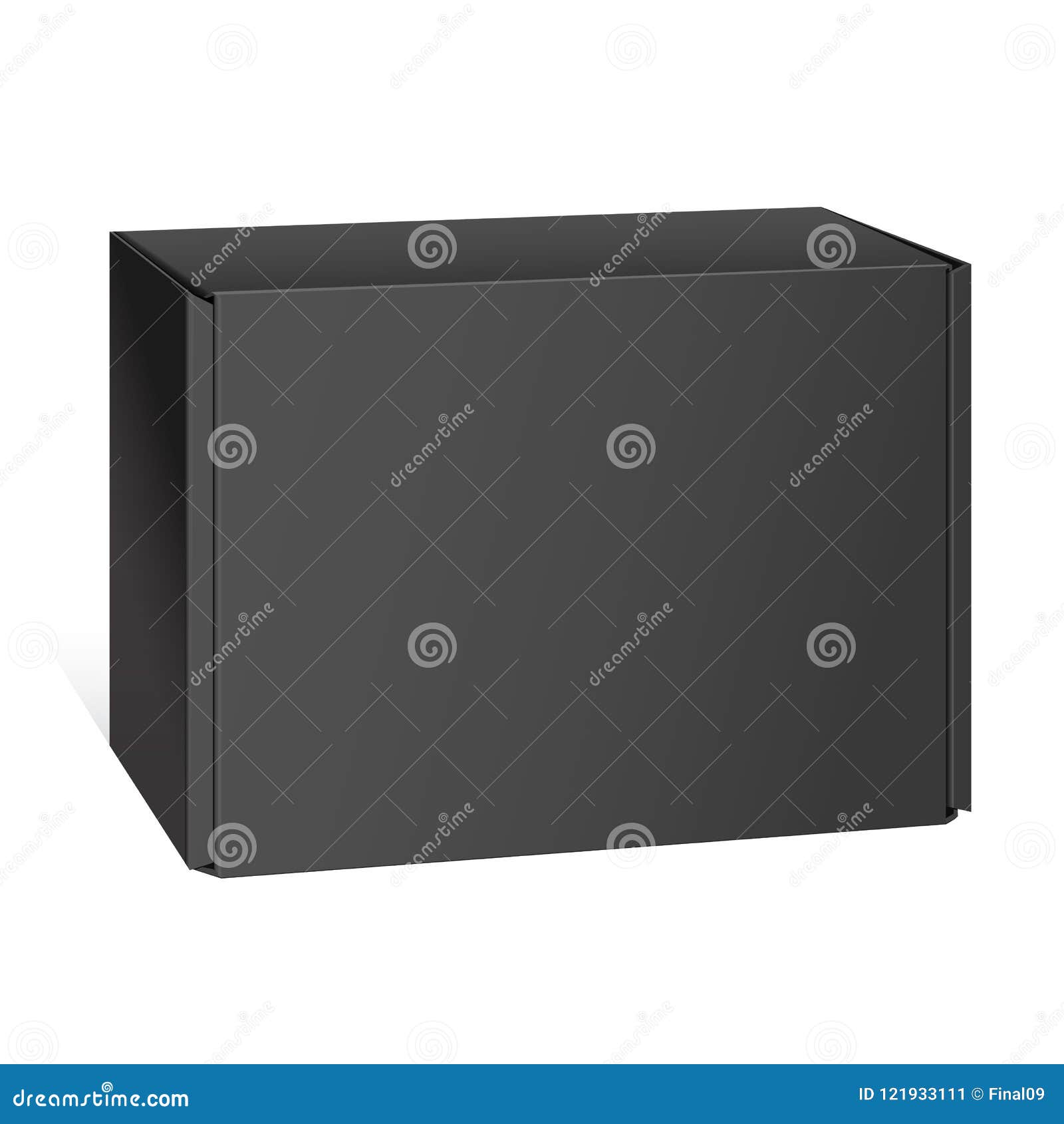 Black Box Package Mock-up. Vector Black Carton Cardboard Or Paper ...