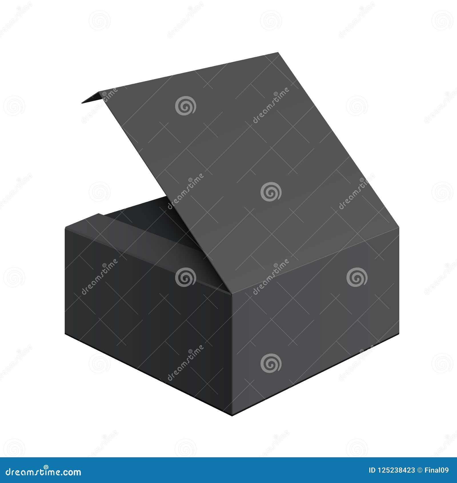 Realistic Black Open Package Box. Stock Vector - Illustration of black ...