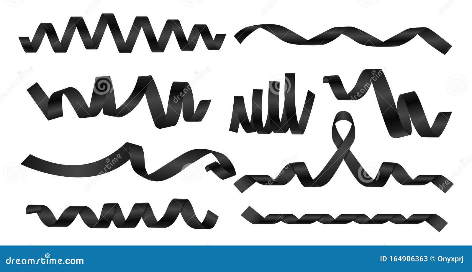 Realistic Black Ribbons. Silk Ribbons Vector Collection Stock Vector ...