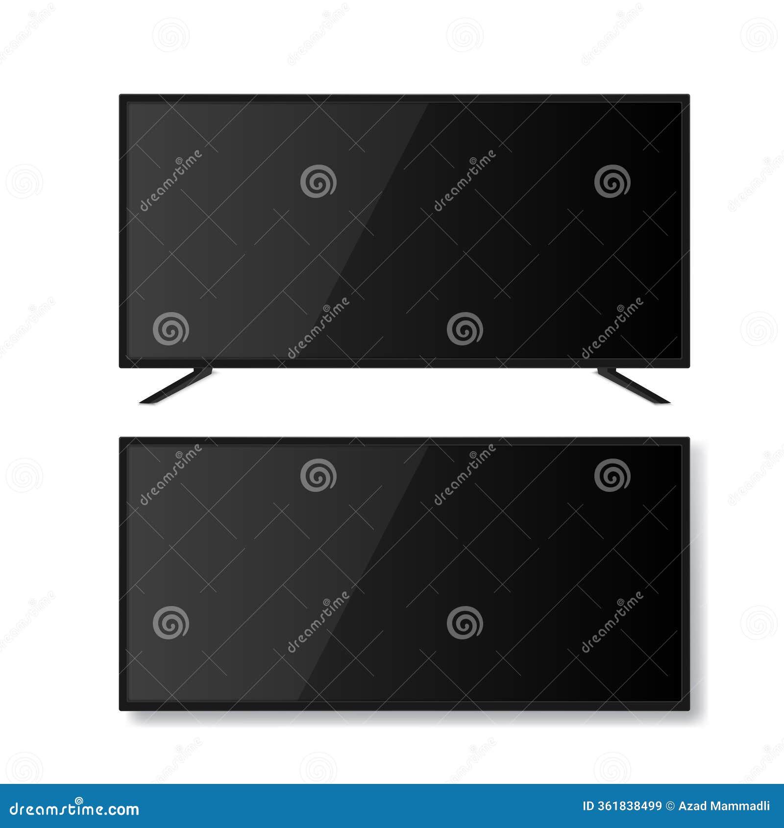 Realistic Black Smart TV Screen Mockup. Vector Stock Illustration ...