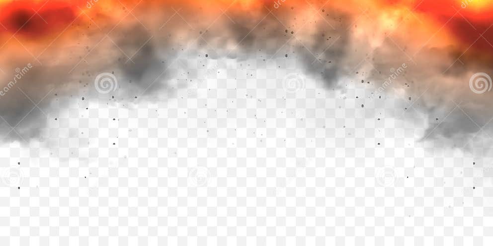 Realistic Black Smoke Clouds and Fire. Flame Blast, Explosion. Stream ...