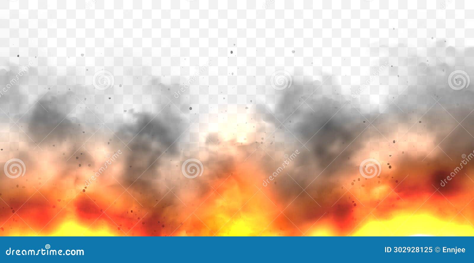 Realistic Black Smoke Clouds and Fire. Flame Blast, Explosion. Stream ...