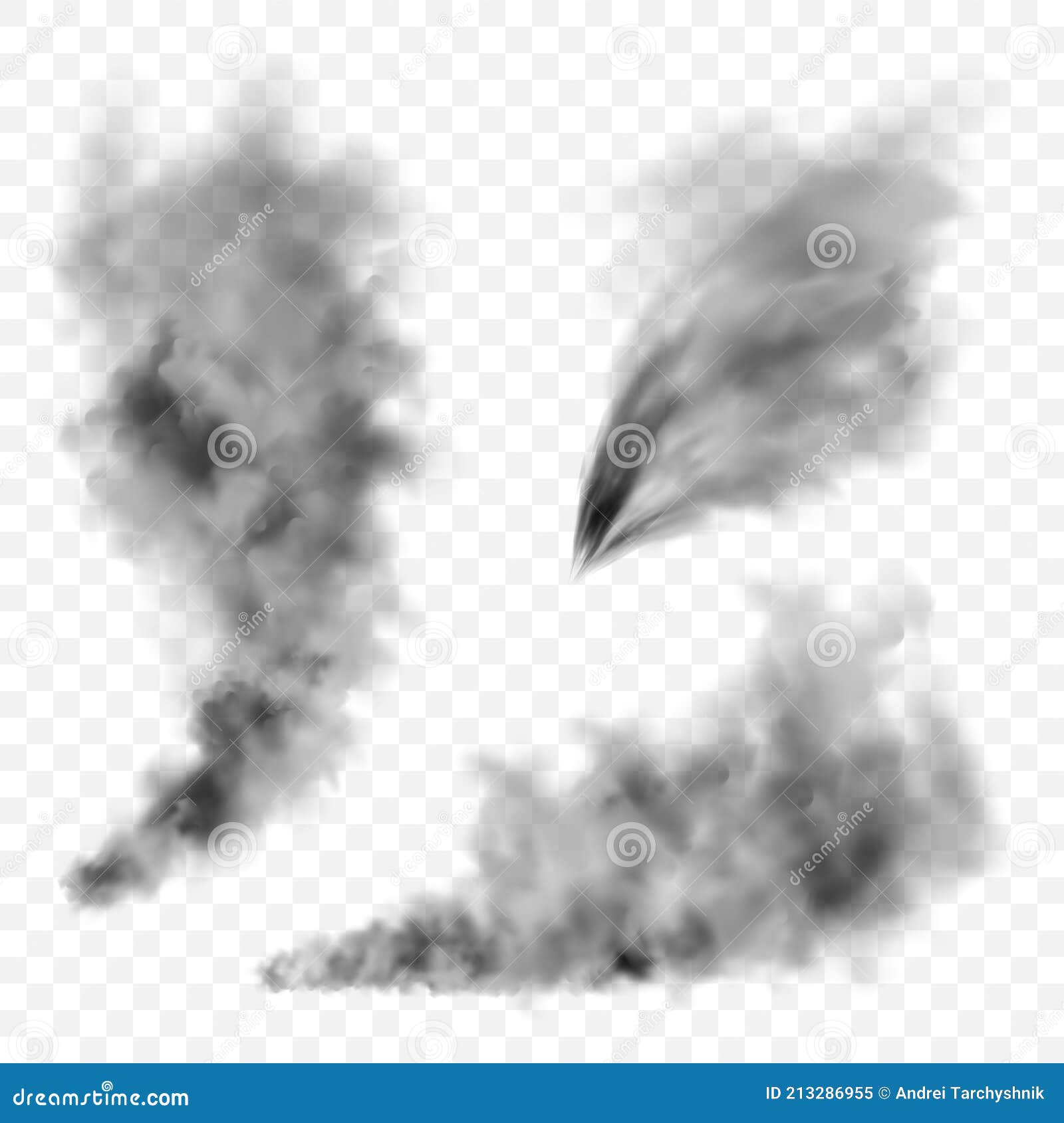 Realistic Black Smoke Clouds. Stream of Smoke from Burning Objects ...