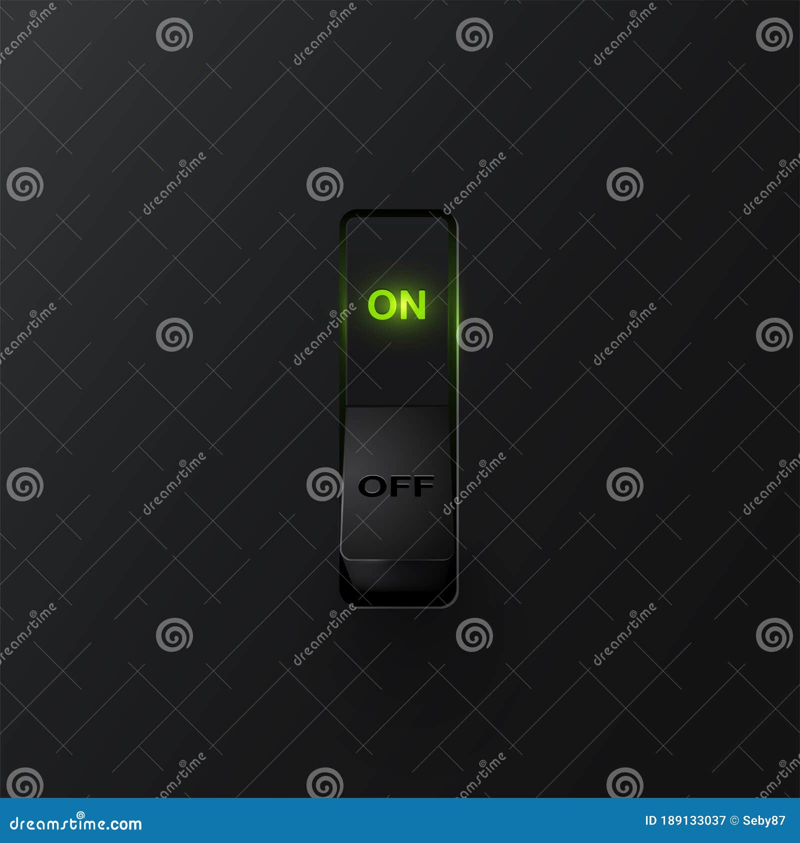 Realistic Black Switch with Backlight on, Vector Stock Vector ...