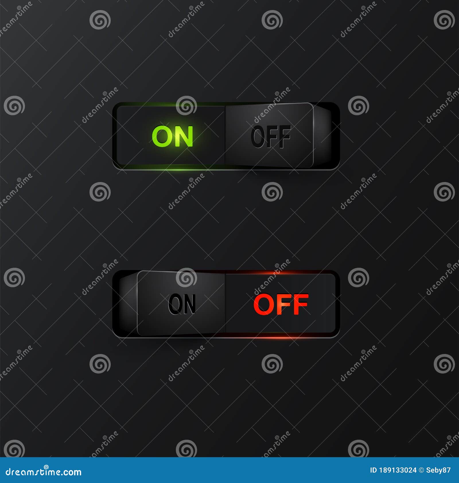 Realistic Black Switches with Backlight on/OFF, Vector Stock Vector ...